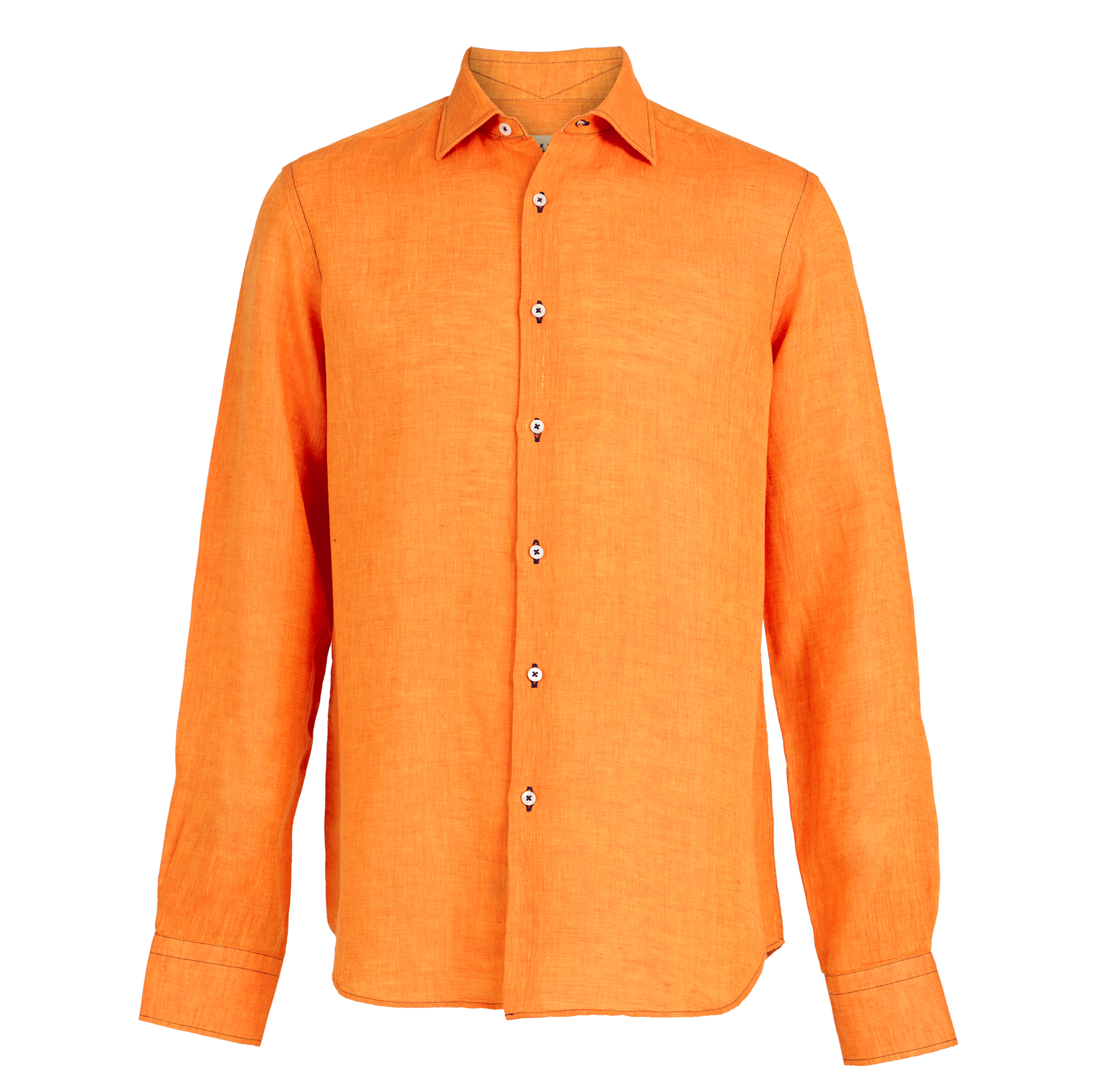 orange button down shirt